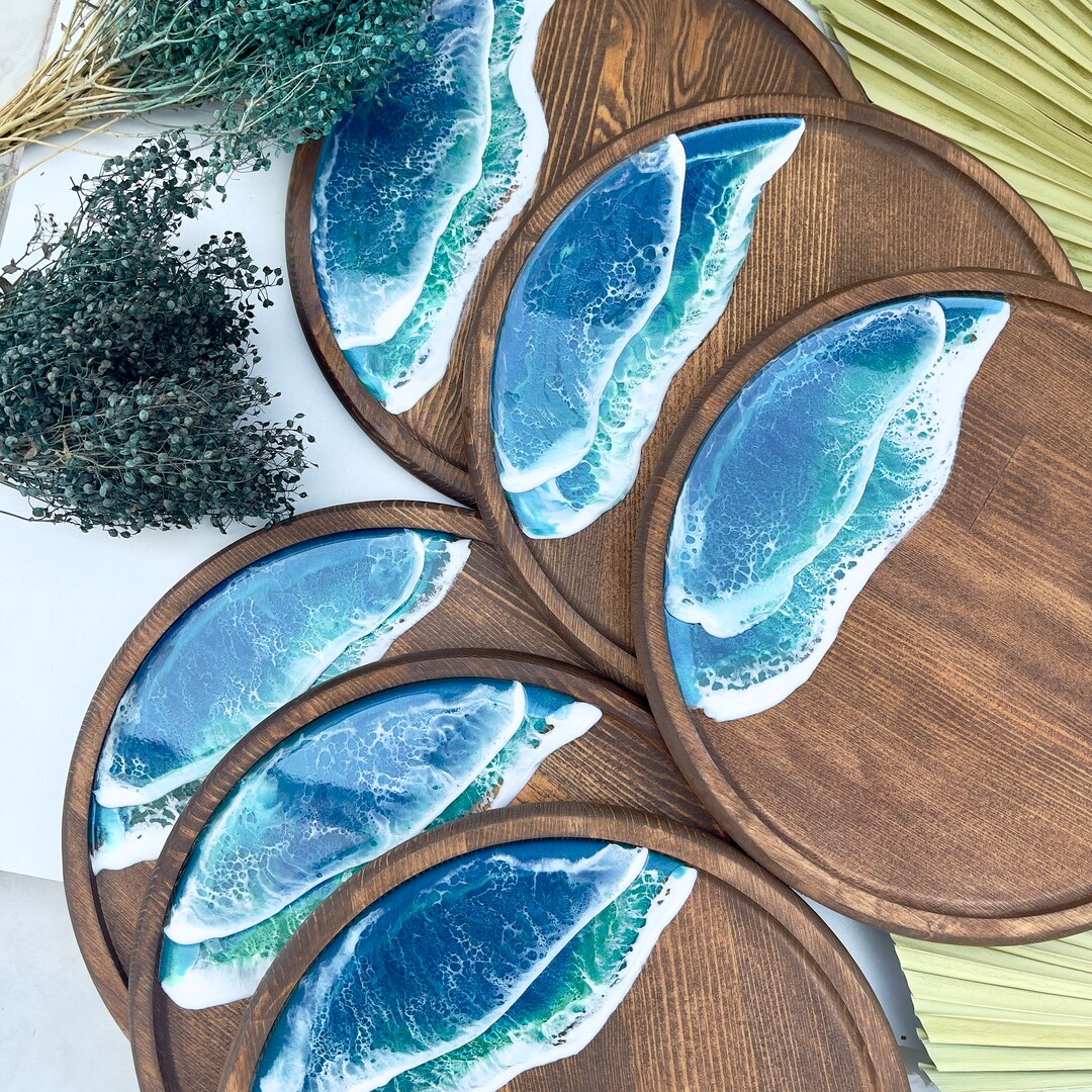 Resin Ocean Art Wooden Plate Cheeseboard - Etsy