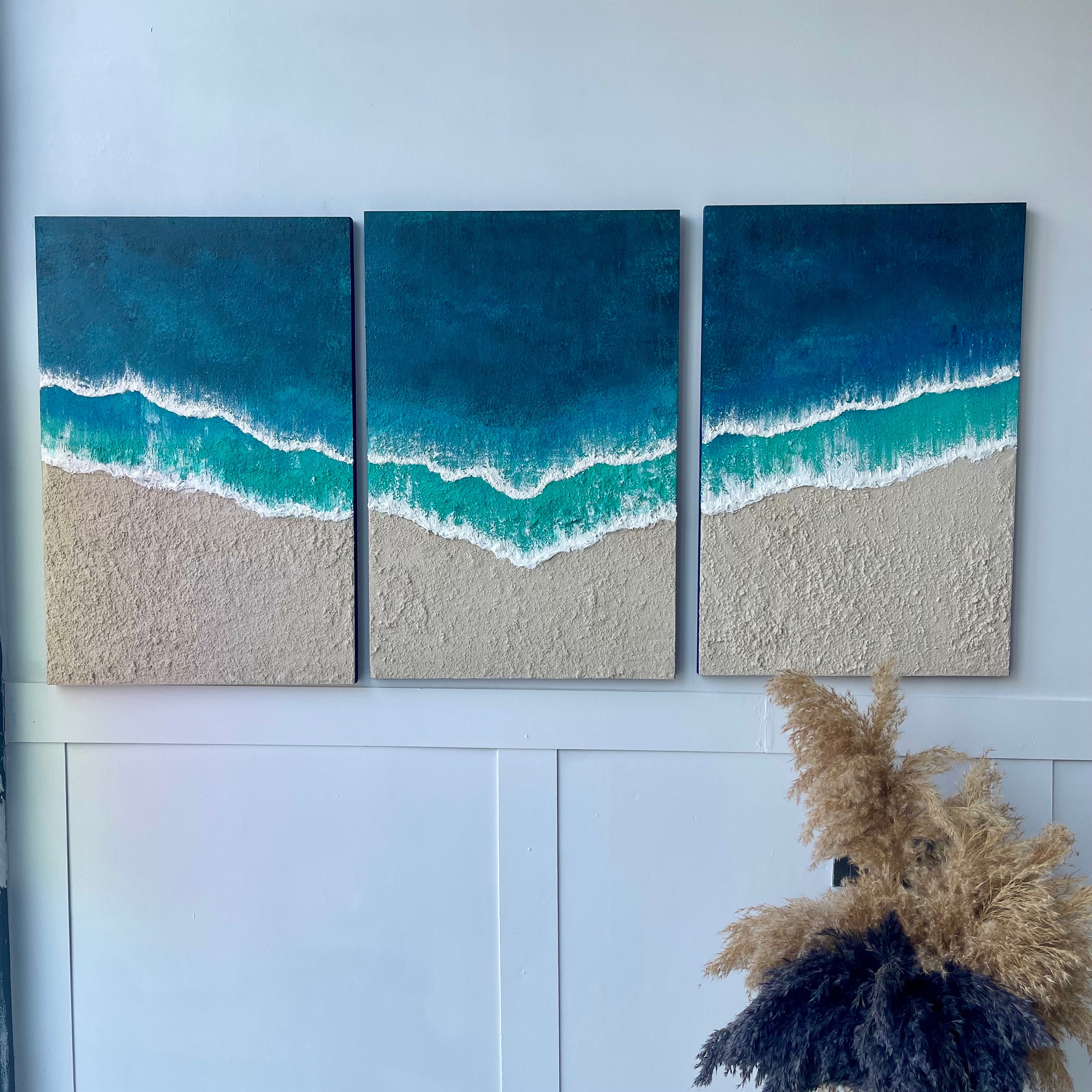 3D Ocean Themed Texture Art Wall Decor Handmade Acrylic Textured Ocean ...