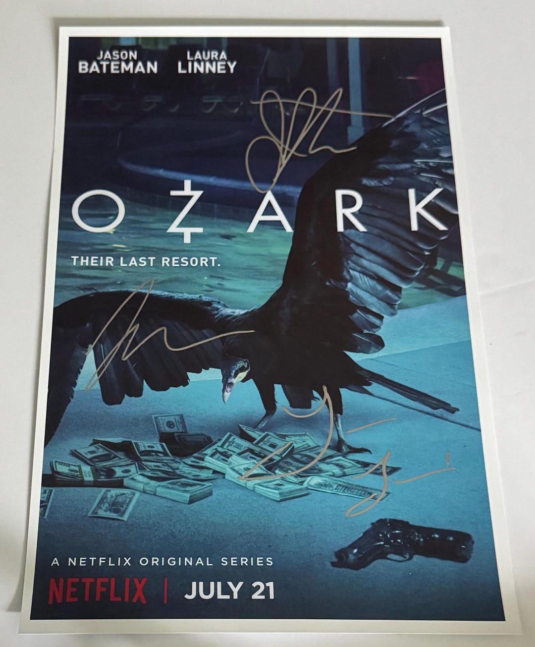 OZARK Signed Movie Poster, Autographed by Jason Bateman, Laura Linney ...