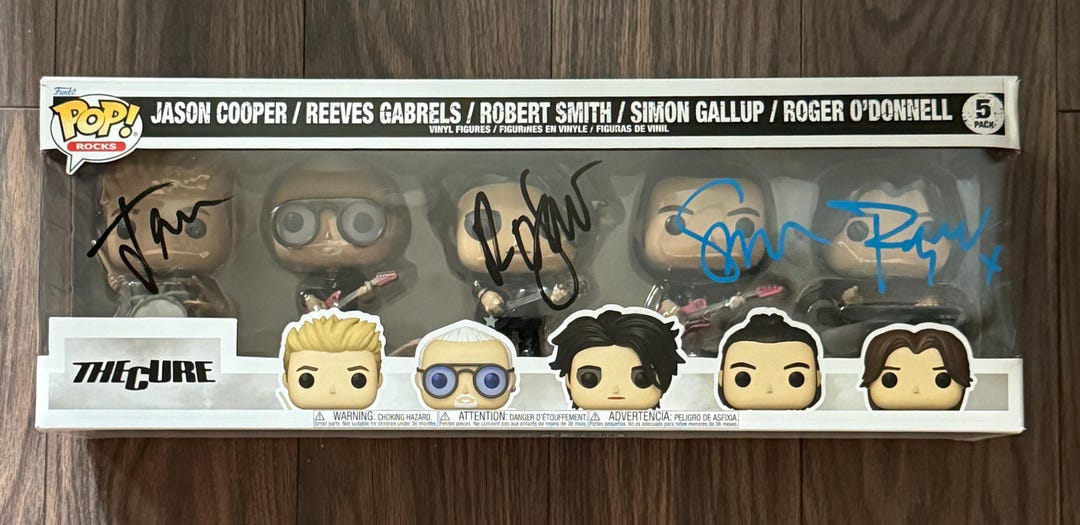 Funko Pop the Cure 5 Pack Signed by Jason Cooper, Robert Smith, Simon ...