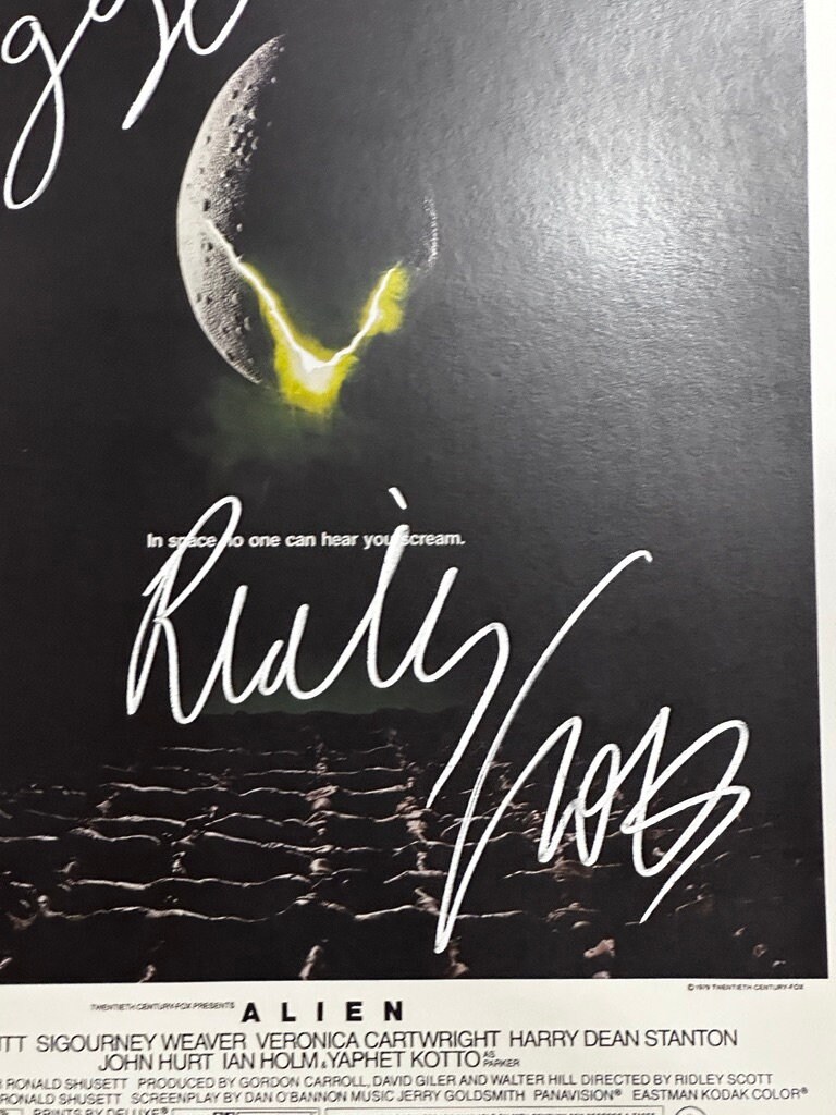 Alien, Signed Movie Poster, Sigourney Weaver, Ridley Scott, Autographed ...