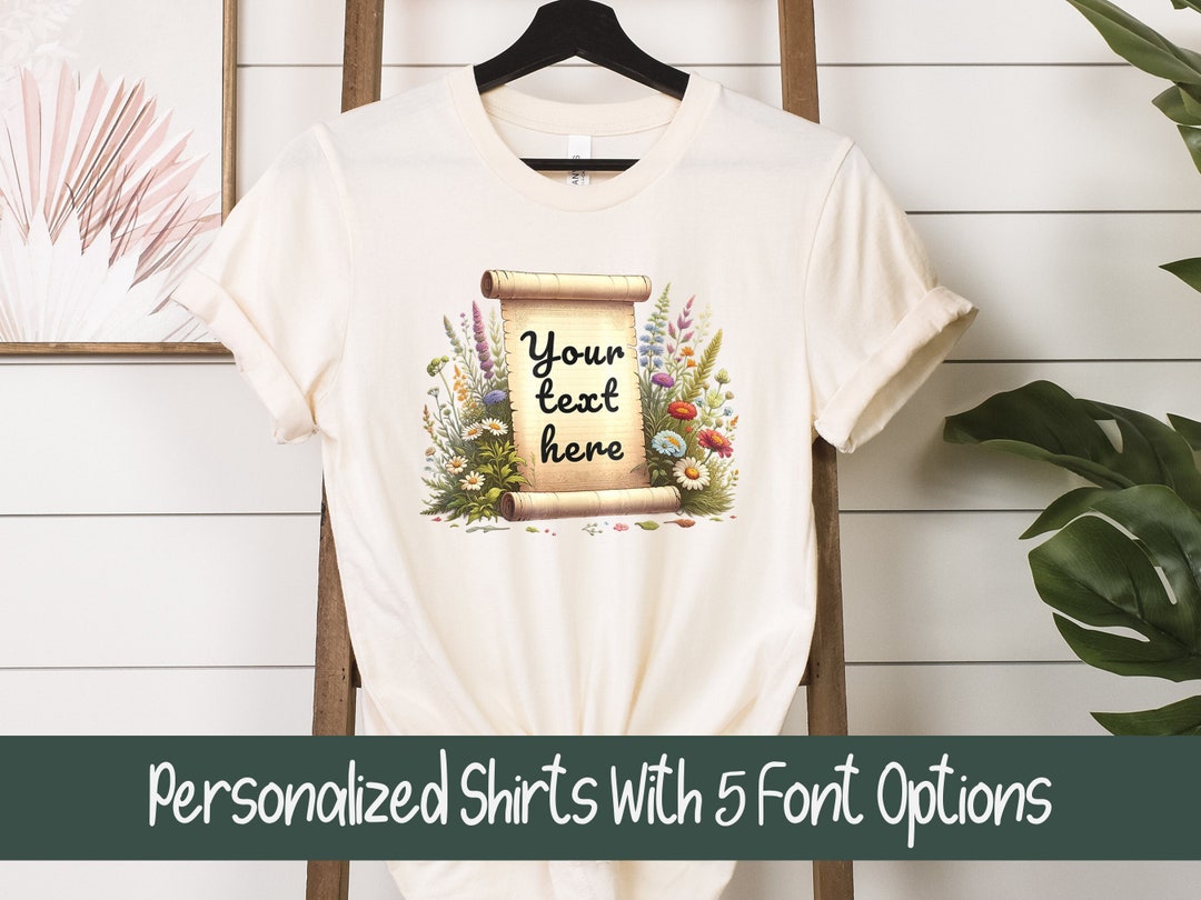 Personalized Vintage Cottagecore Scroll Shirt With Wildflowers, Custom ...