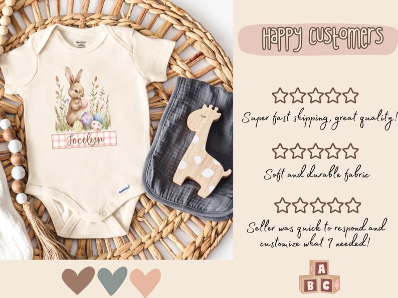 Custom Baby Girl ONESIE® With Name Floral Design Bunny Print Newborn ...