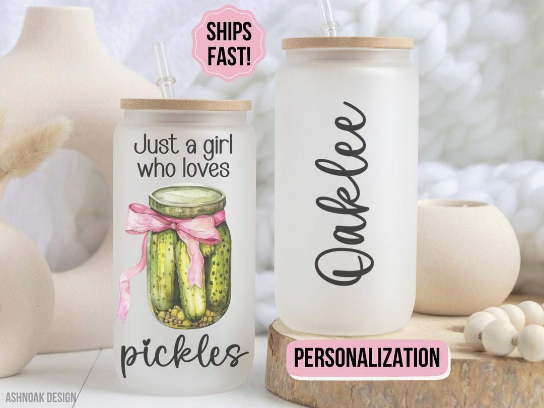 Personalized Pickle Coffee Cup Glass Pickle Lover Gift Coffee Tumbler ...