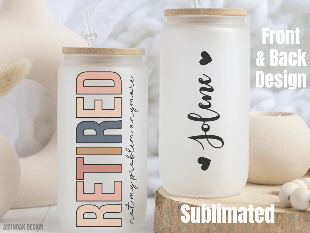 Retirement Coffee Cup, Personalized Retirement Glass Coffee Tumbler ...