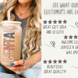 Personalized Dental Assistant Glass Cup, Dental Assistant Iced Coffee ...
