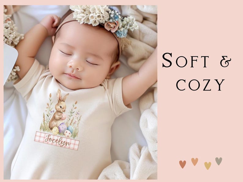 Custom Baby Girl ONESIE® With Name Floral Design Bunny Print Newborn ...