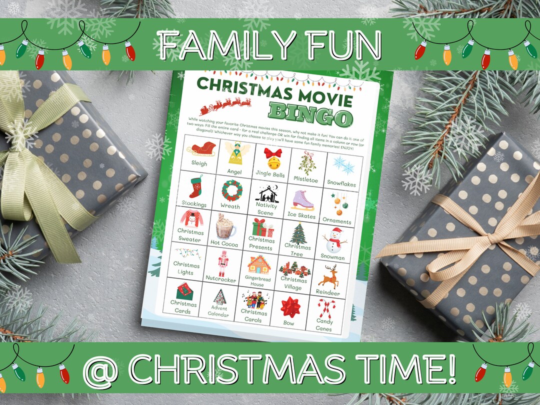 Christmas Movie Bingo Game PDF Download, Holiday Film Bingo, Digital ...