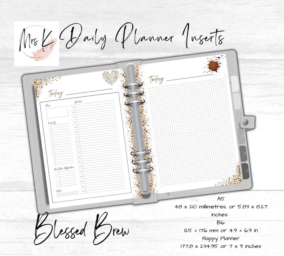 Printable B6 Daily Planner, Blessed Brew Coffee Theme (PDF & JPEG) - Etsy