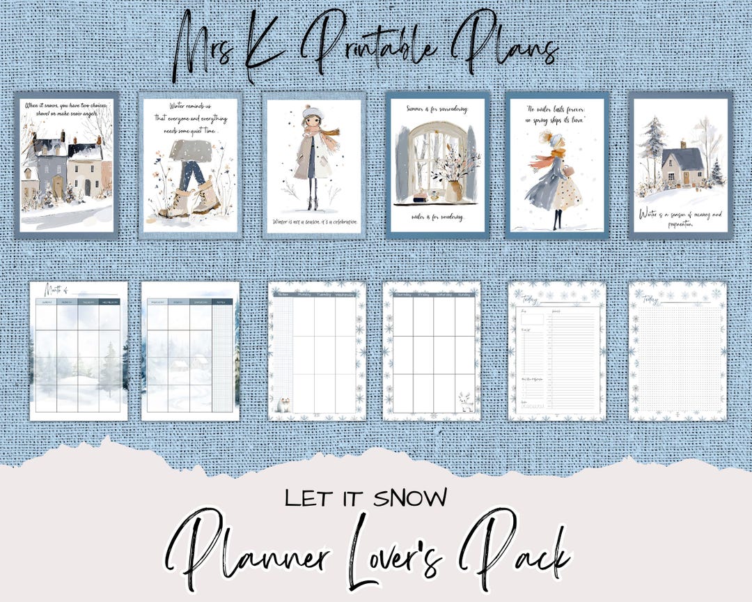 Printable Let It Snow Happy Planner Pack, Daily, Weekly, Monthly ...