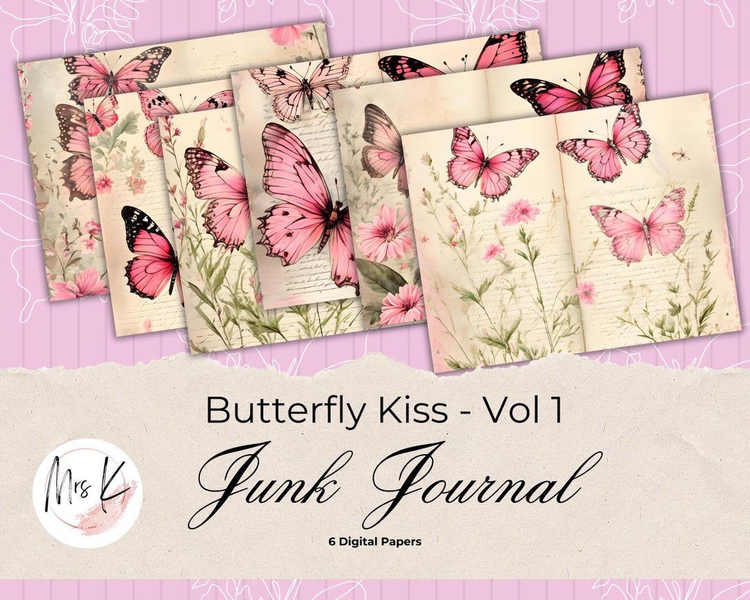 Printable Butterfly Kiss Vol 1 Digital Papers, for Journaling, Junk ...