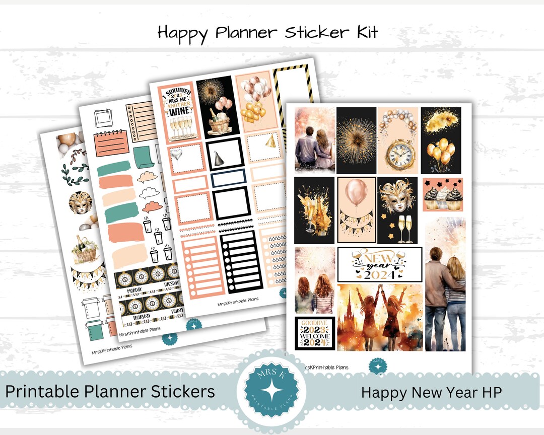 Printable Weekly Sticker Kit for Happy Planner New Year Sticker Kit ...