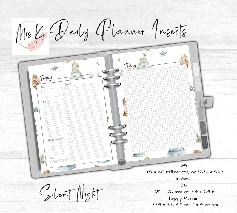 Printable Silent Night Daily Layout for Happy Planner, Christmas Theme ...