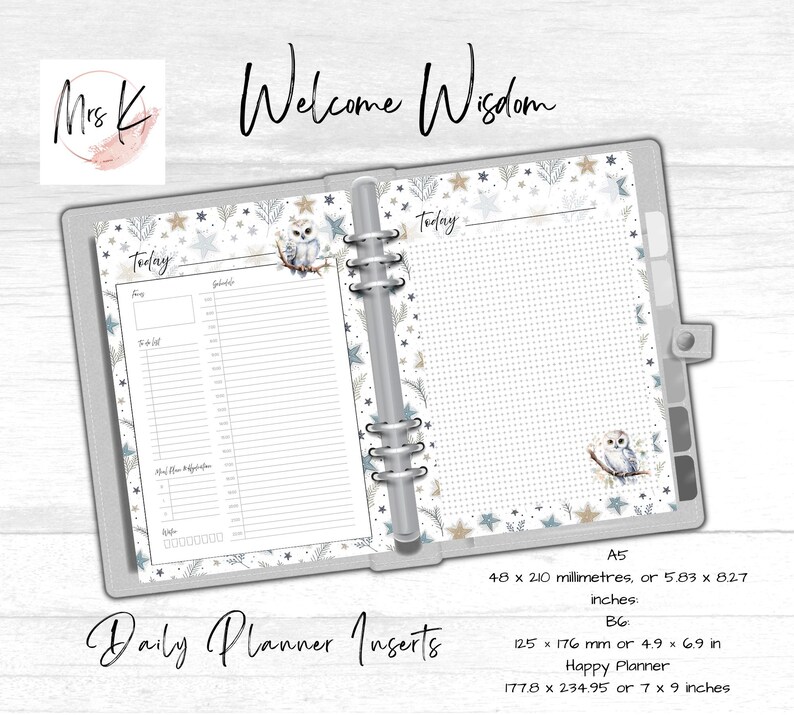 Printable Daily Schedule for Happy Planner, Snowy Owl Design, January ...