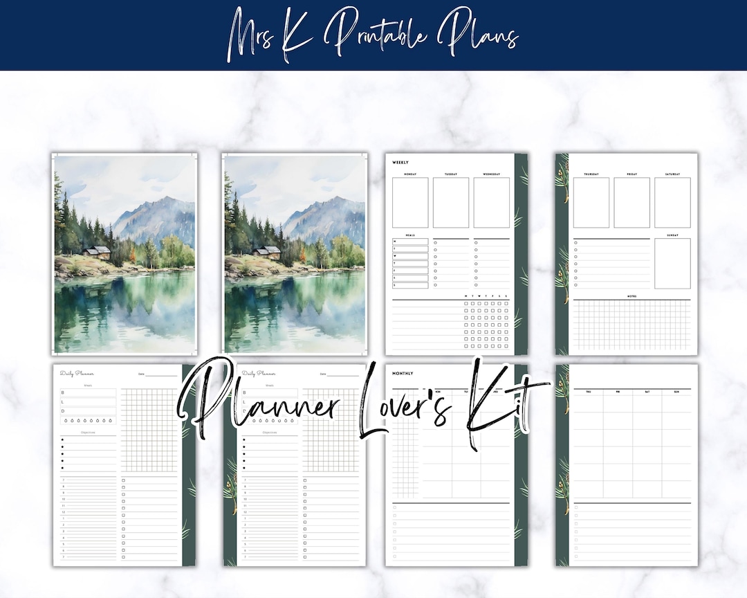 Wilderness Planner Printable Kit, Daily, Weekly, Monthly (instant ...