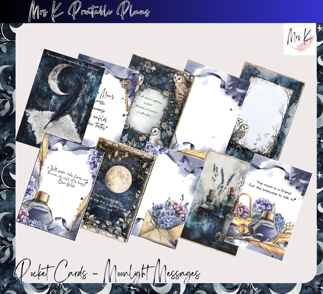 Printable Pocket Cards, Moonlight Messages Design, Printables for ...