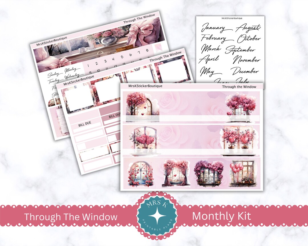 Monthly Sticker Kit Printable Planner Stickers Monthly Overview Page ...