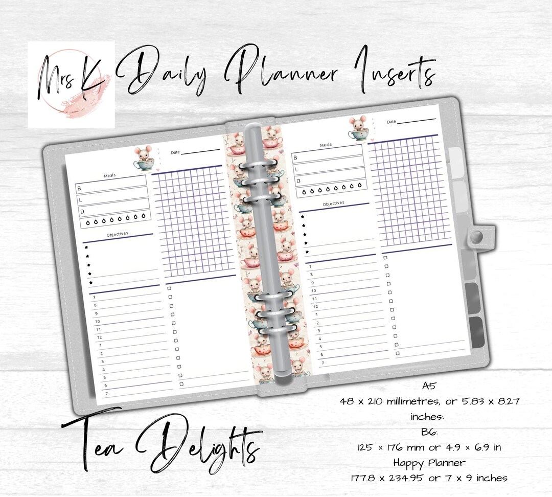 Tea Delights Daily Planner, A5 Printable (PDF & JPEG) - Etsy