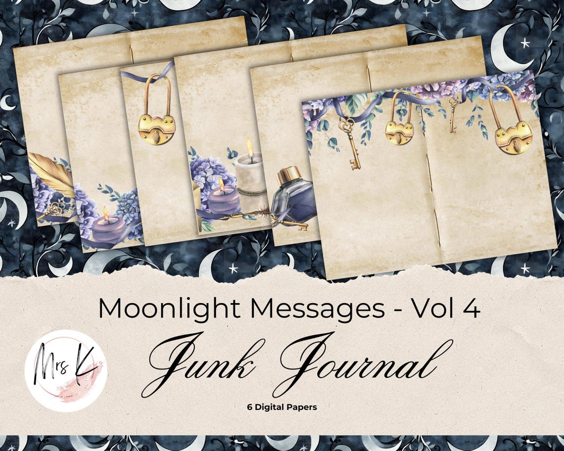 Printable Moonlight Messages Junk Journal Pages Vol 4, Printable ...