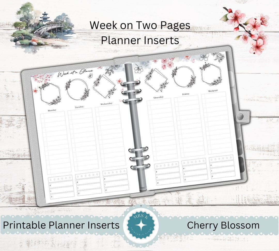 Planner Printable Pages, Week on Two Pages, Week at a Glance Printable ...