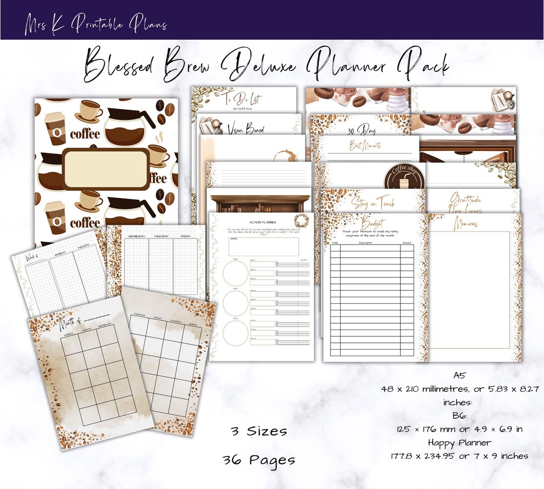 Printable Coffee Theme Planner Bundle, A5 Pages (digital Download) - Etsy