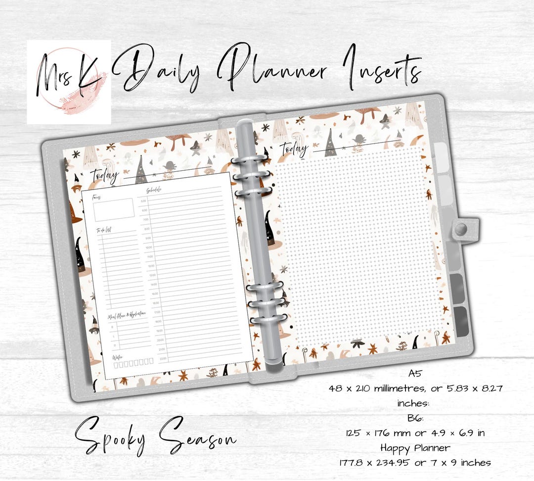 Spooky Season Daily Planner Inserts, Standard Happy Planner (PDF & JPEG ...