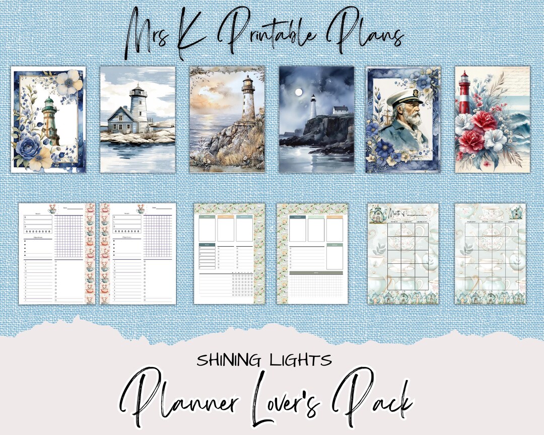 Printable Planner Lovers Pack, B6 Size, Nautical Theme, Week on Two ...