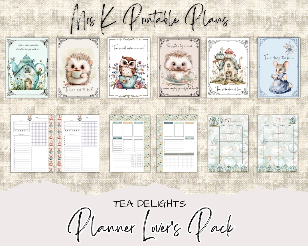 Printable B6 Tea Delights Planner Set, Daily, Weekly, Monthly (digital ...