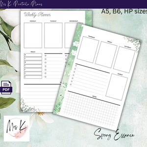 Printable Weekly Planner Pages, Spring Essence Design, Week on Two ...