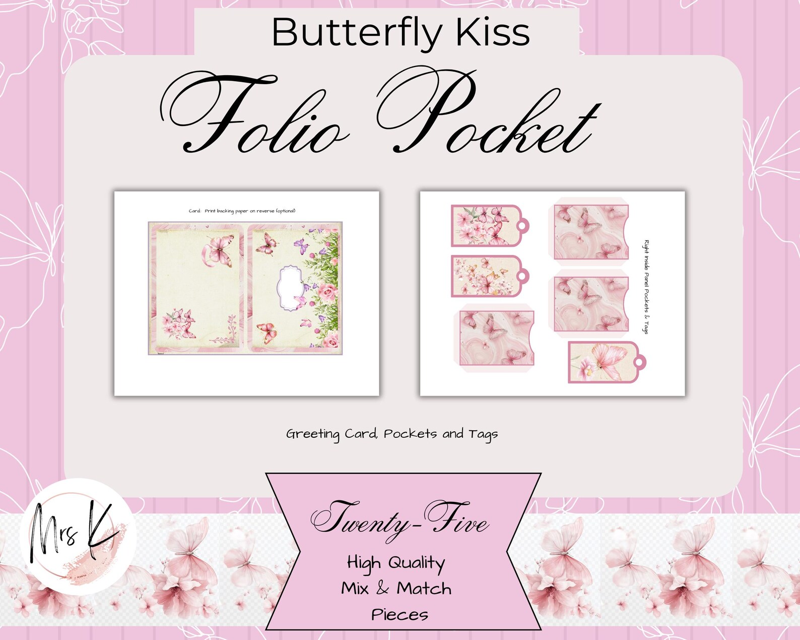 Printable Butterfly Kiss Junk Journal Folio Pocket (PDF) - Etsy