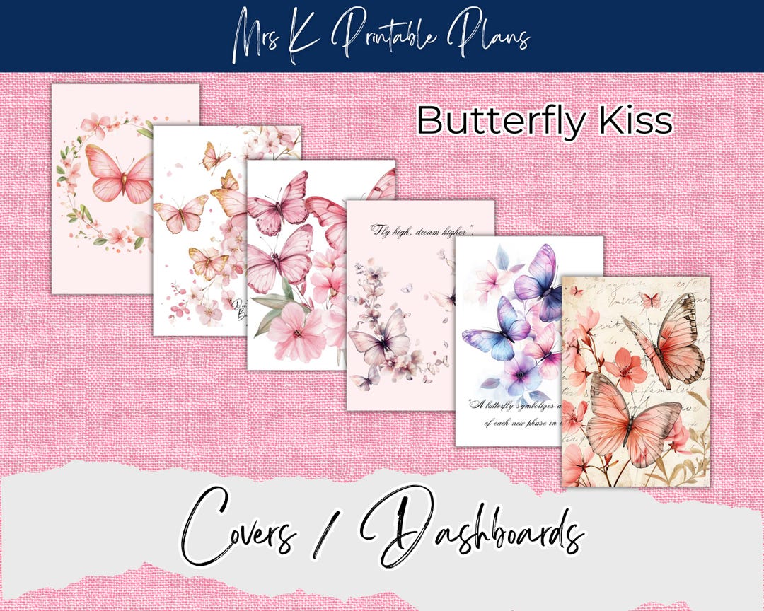 Printable Butterfly Planner Covers, A5 B6 Happy Planner Inserts ...