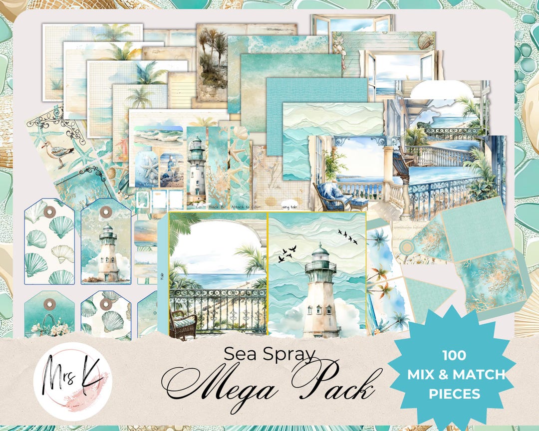 Sea Spray Ephemera Mega Pack, Beach Journaling, 100 Piece (printable ...