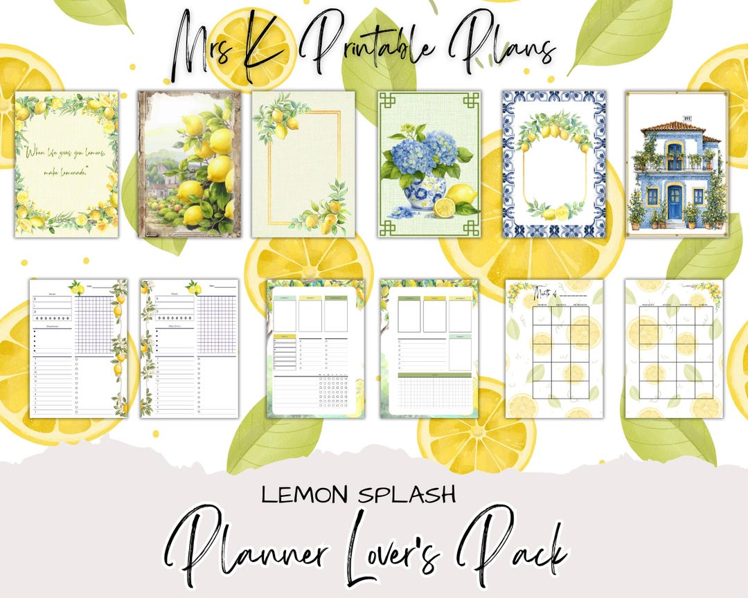 Printable Lemon Splash Planner Bundle, Daily, Weekly, Monthly Pages ...