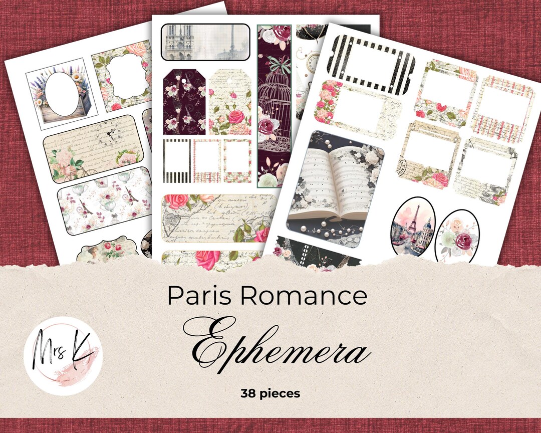 Printable Journaling Ephemera, Paris Romance, Journaling, Junk Journal ...