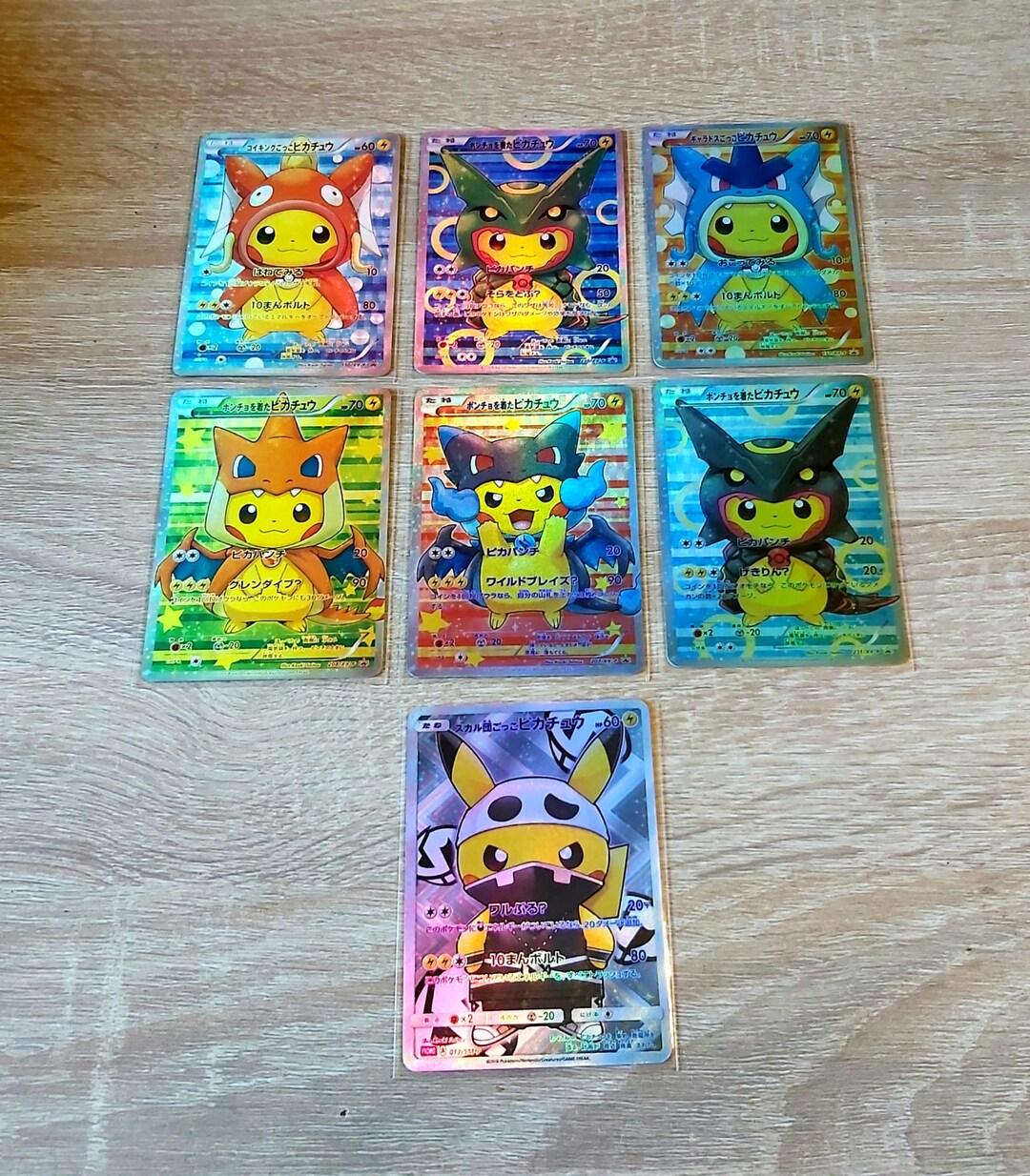 Conjunto 7 Tarjetas Pokemon Pikachu Tag Cosplay Japonés - Etsy