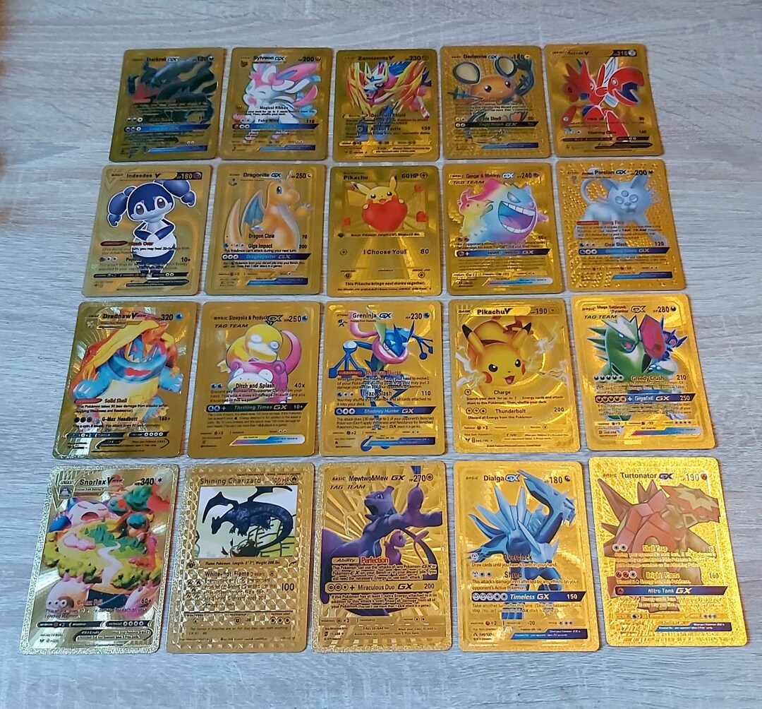 Golden Card Pokemon Gold 30 Shining Card English Pikachu I - Etsy