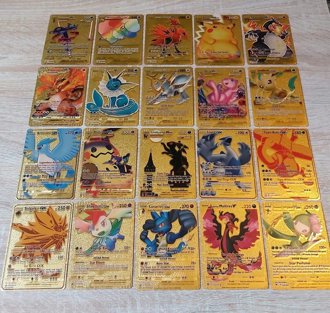 30 Golden Card Pokemon Gold English Shiny Card Arceus Vstar - Etsy