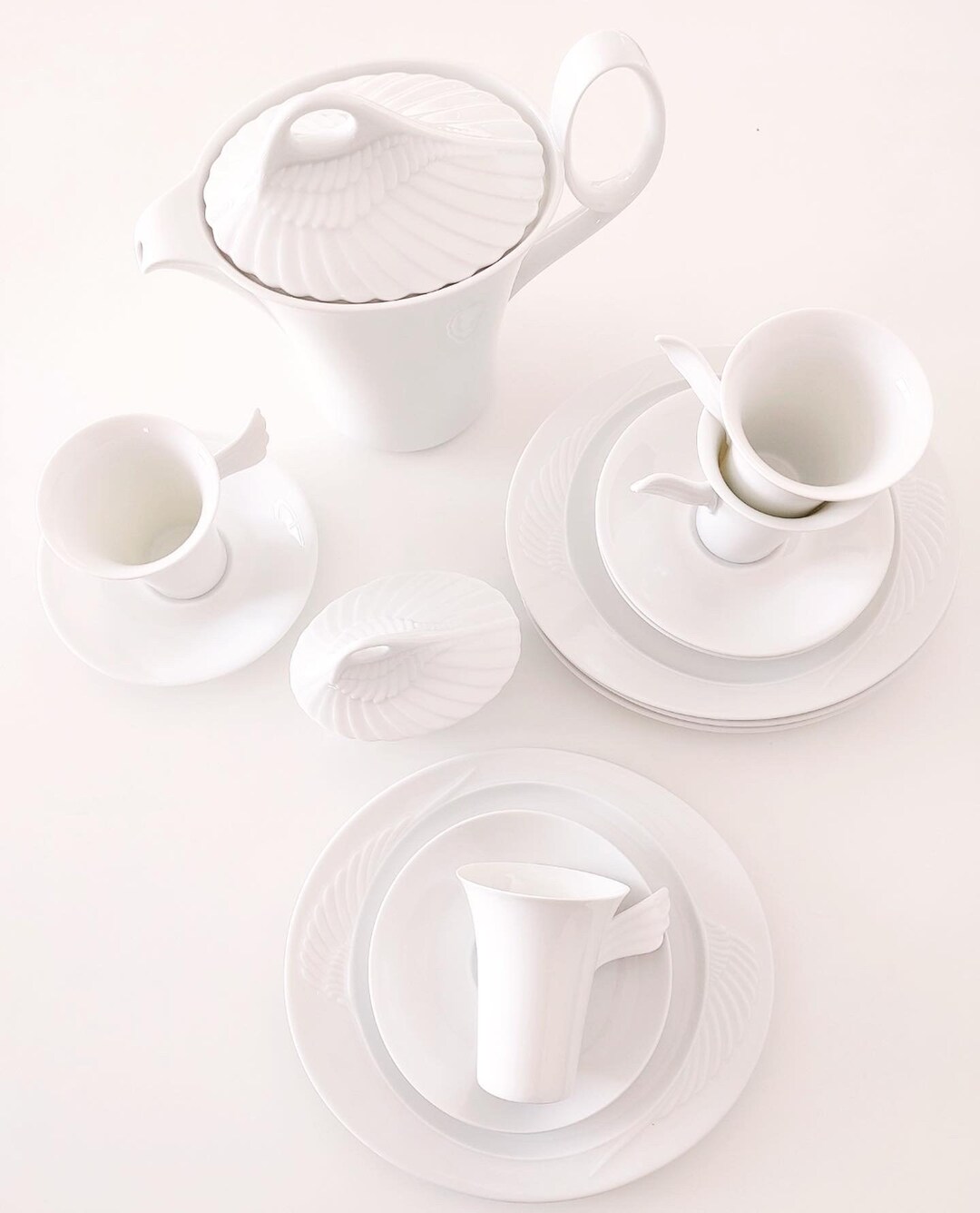 Rosenthal Mythos Wing Handle Coffee Tea Set for 6 Coffee Pot, Milk Jug, Sugar Bowl, 6 Coffee ...