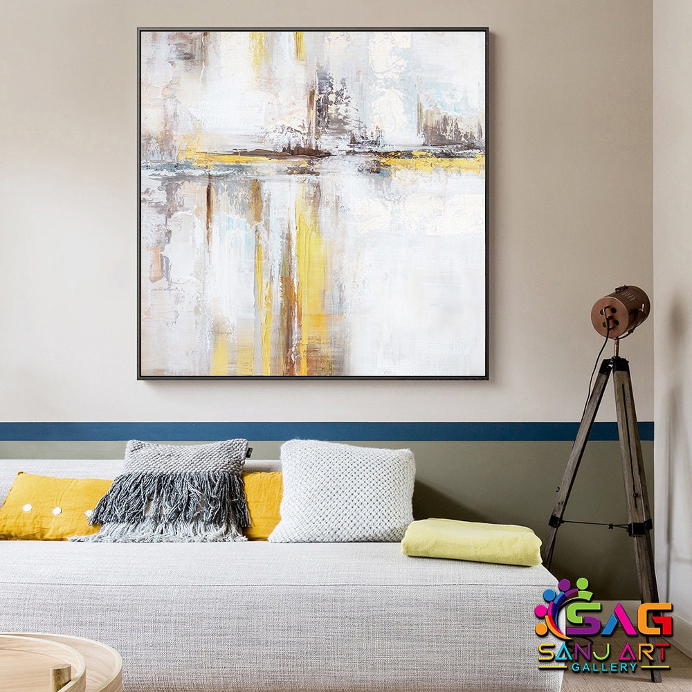 Gold and White Texture Painting on Canvas Livingroom Bedroom - Etsy ...