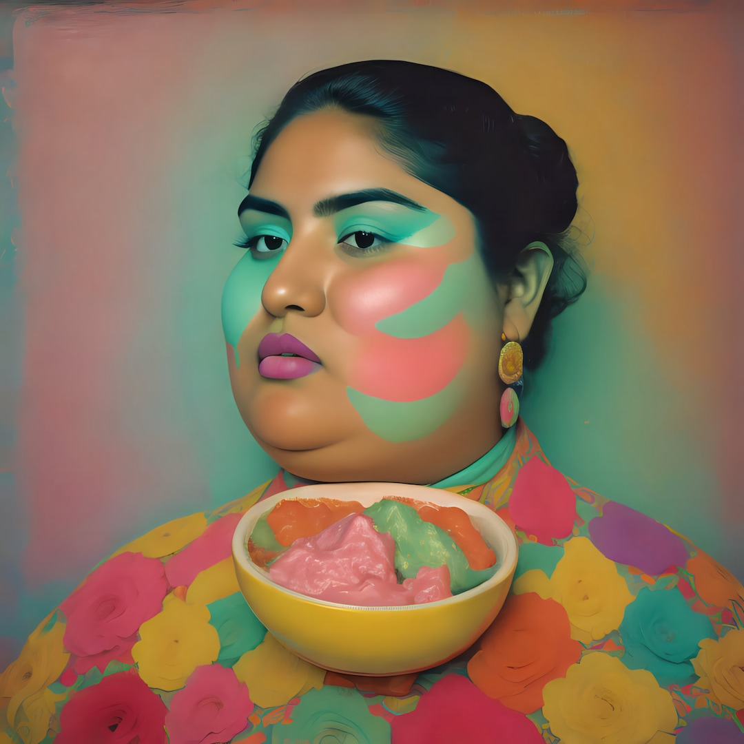 Digital Art: Mexican Fat Woman and Food, Indigenous, Eating Disorder ...