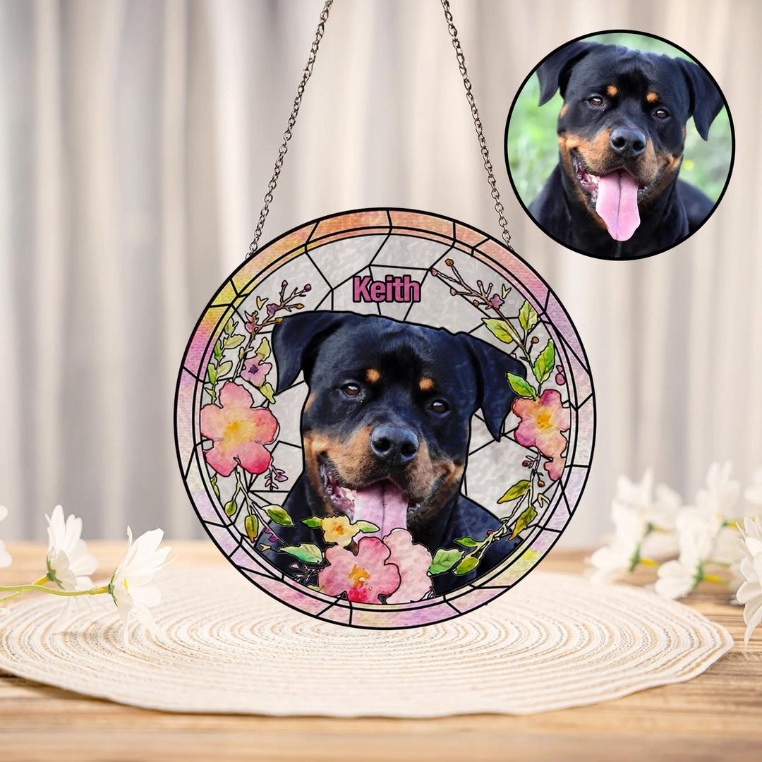Personalized Rottweiler Dog Memorial Suncatcher, Loss of Dog Sympathy ...