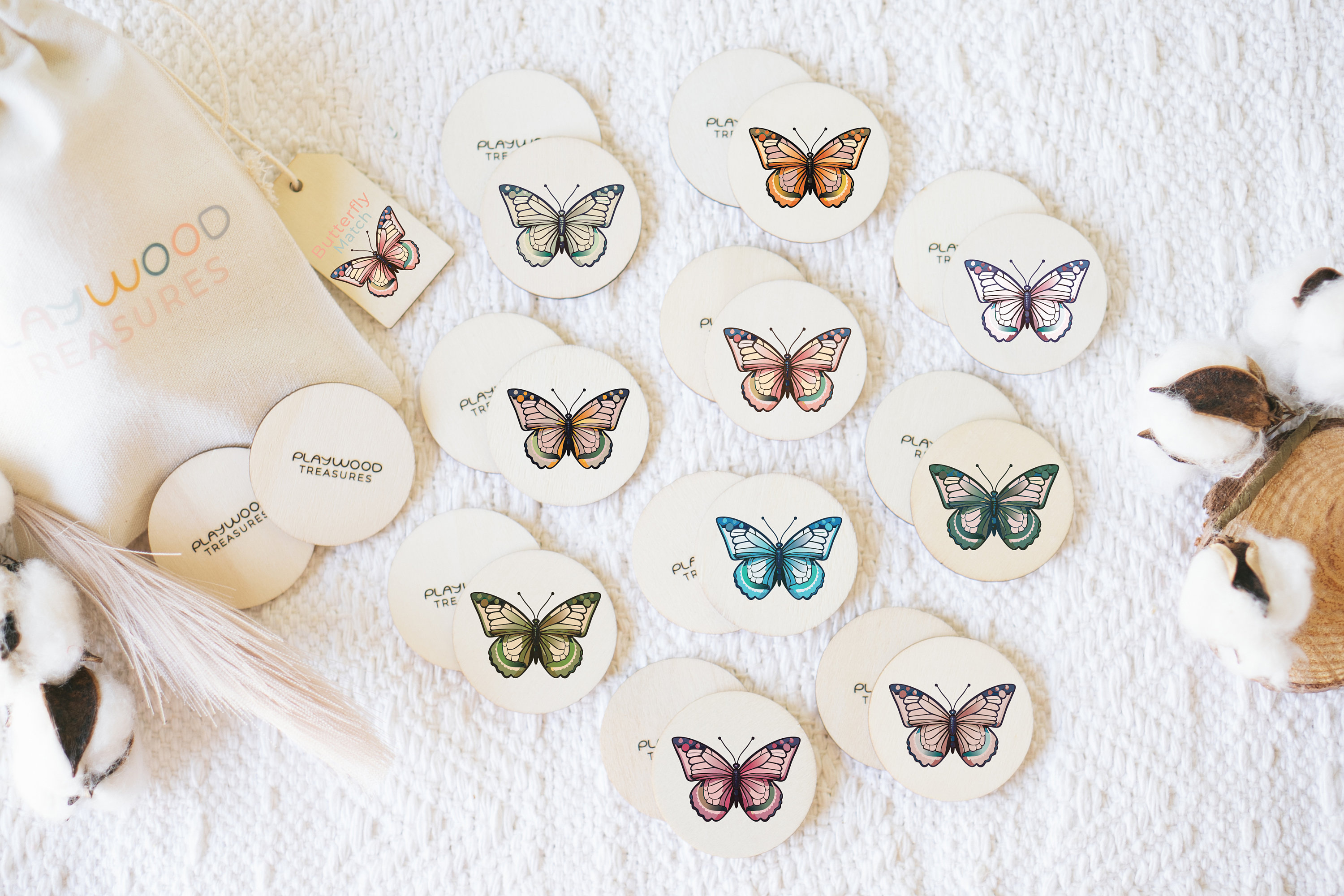 Kids' Butterfly Memory Game, Montessori Learning Activity, Eco-friendly ...