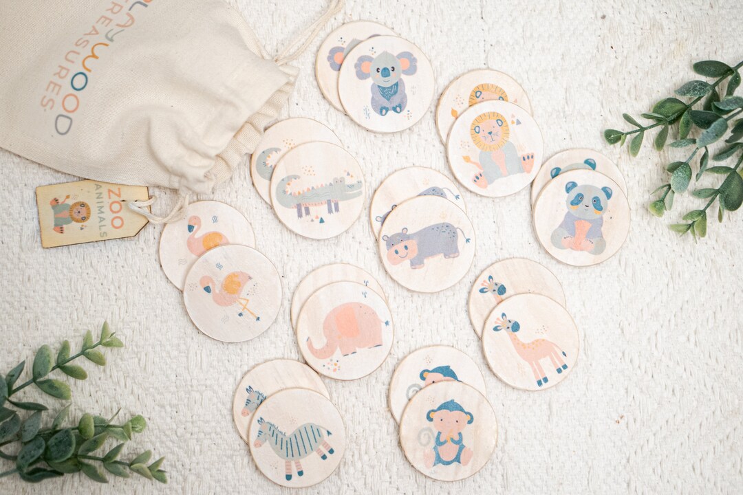 Painted Kids' Zoo Animal Memory Matching Game, Montessori Learning ...