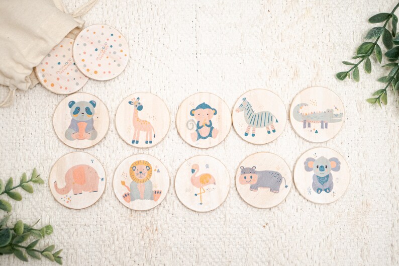 Painted Kids' Zoo Animal Memory Matching Game, Montessori Learning ...