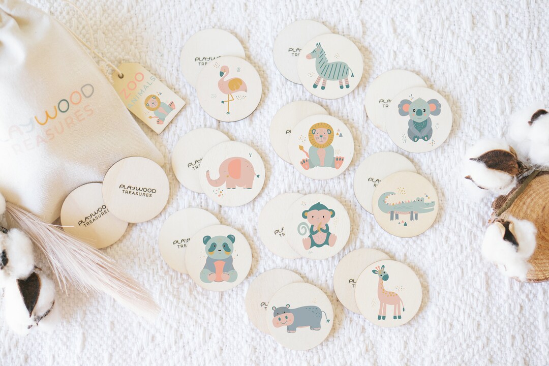 Kids' Zoo Animal Memory Matching Game, Montessori Learning Activity ...