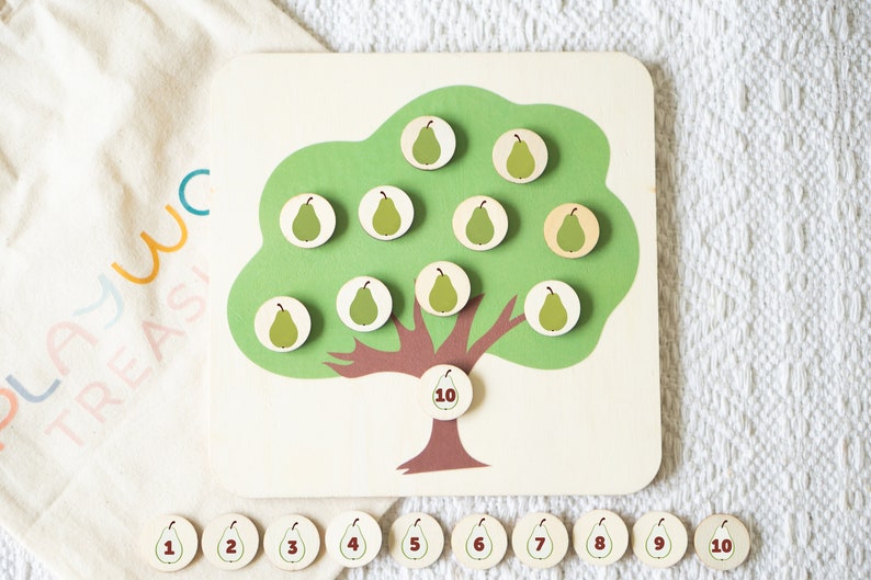 Pear Tree Counting Game, Montessori Busy Board, Number Matching Game ...