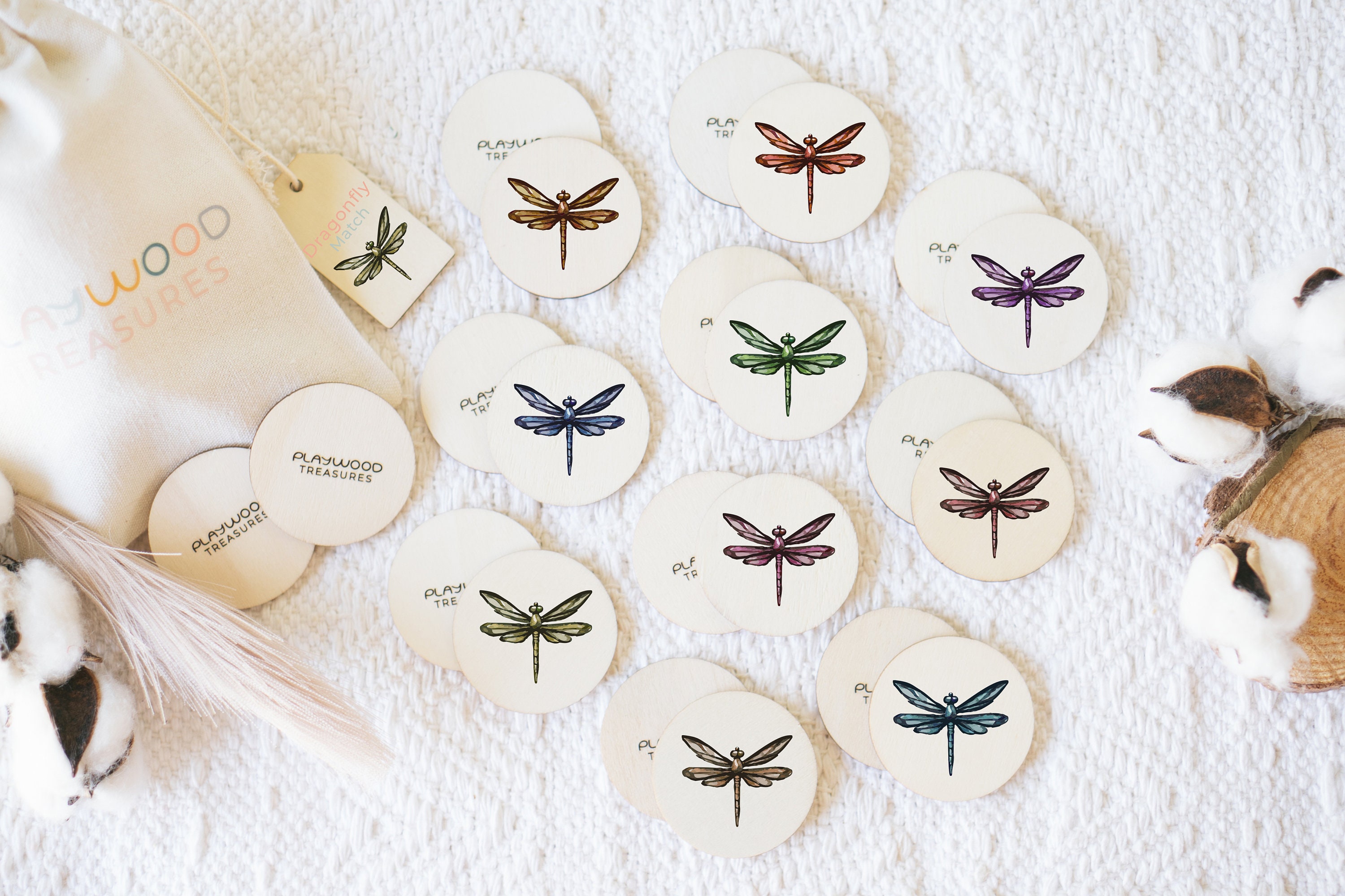Kids' Dragonfly Memory Game, Montessori Learning Activity, Eco-friendly ...