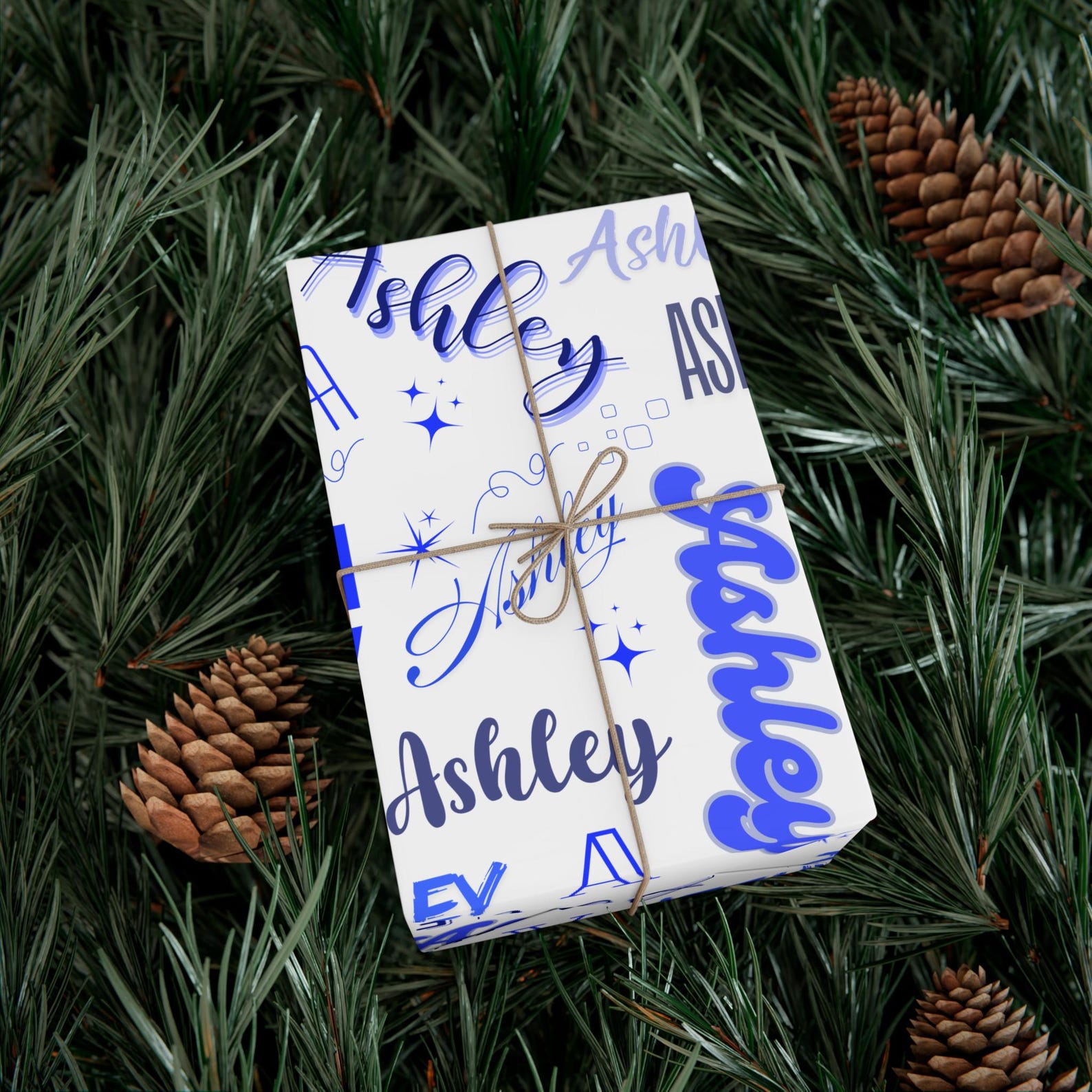 Personalized Wrapping Paper - Blue, Present Wrap, Custom Name Wrapping ...