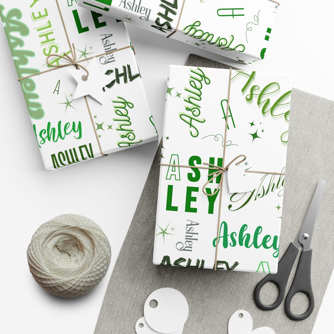 Personalized Wrapping Paper - Green, Present Wrap, Custom Name Wrapping ...