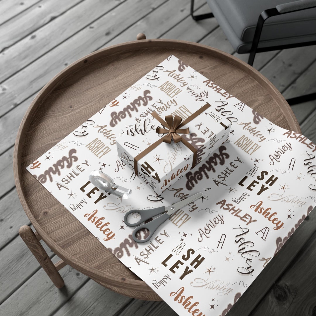 Personalized Wrapping Paper - Brown, Present Wrap, Custom Name Wrapping ...